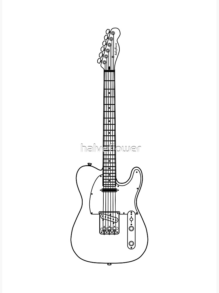 "Monochrome Telecaster (Black Outline)" Poster for Sale by halveflower ...