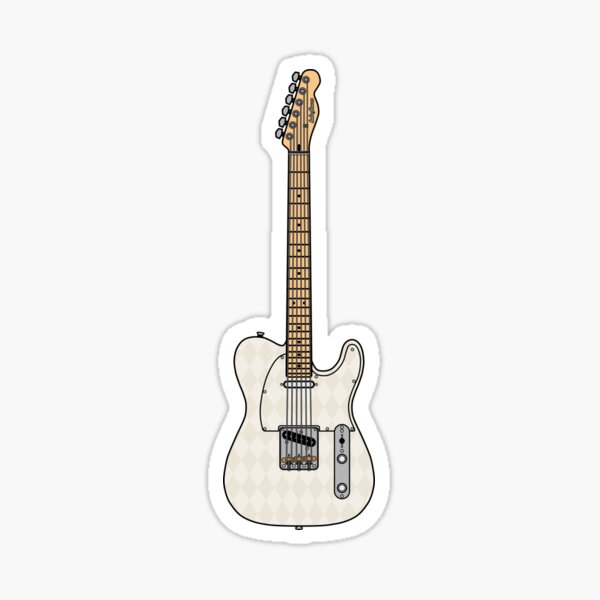 "Coloured Telecaster (Olympic White with Diamond Pattern)" Sticker for ...