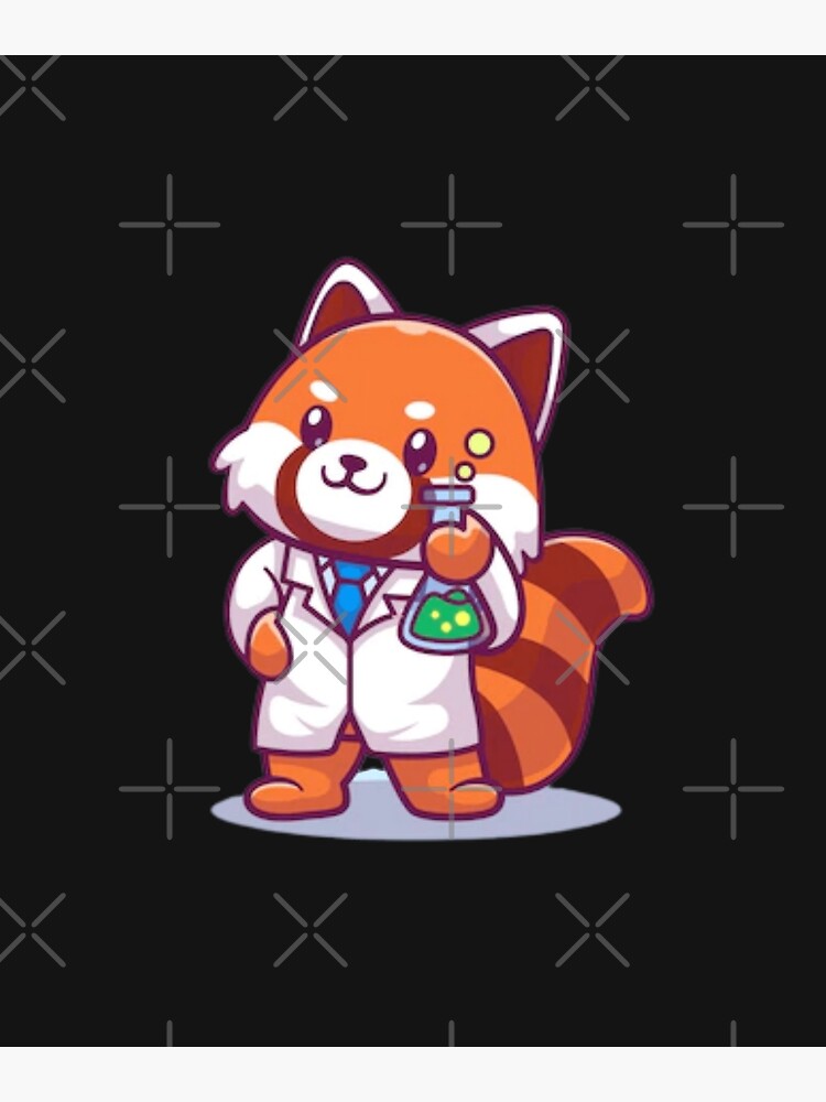"Cute red panda scientist holding chemical liquid cartoon icon vector ...