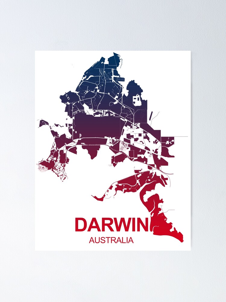 "Darwin Map Art Pink Blue Australia" Poster for Sale by EpicMaps ...