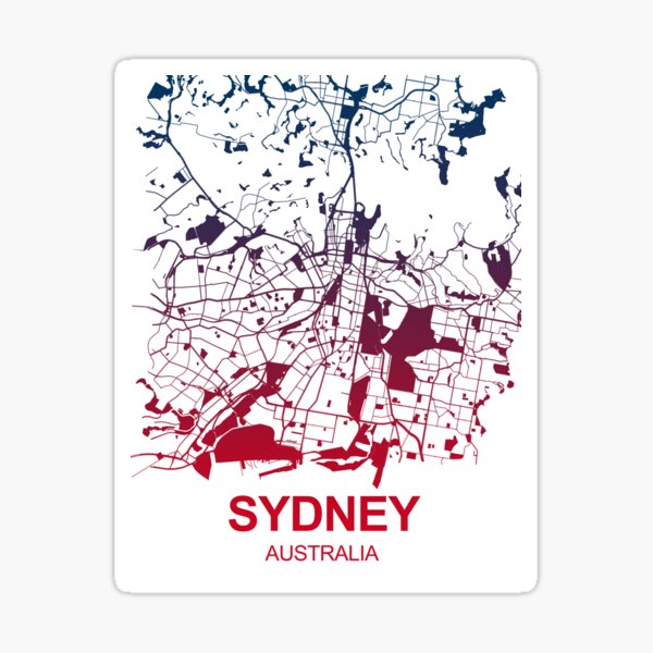 "Sydney Map Art Pink Blue Australia" Sticker for Sale by EpicMaps ...
