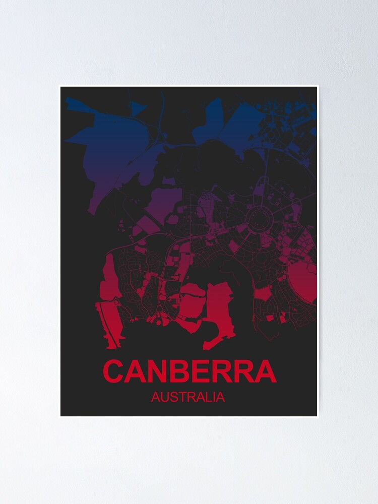 "Canberra Map Art Pink Blue Australia" Poster for Sale by EpicMaps ...