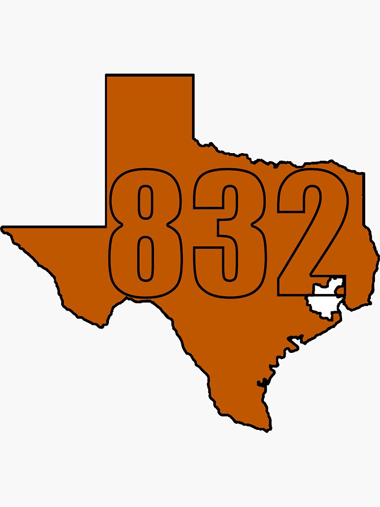 Texas State 832 832 Area Code Houston TX Hometown Sticker For texas-state-832-832-area-code-houston-tx-hometown-sticker-for