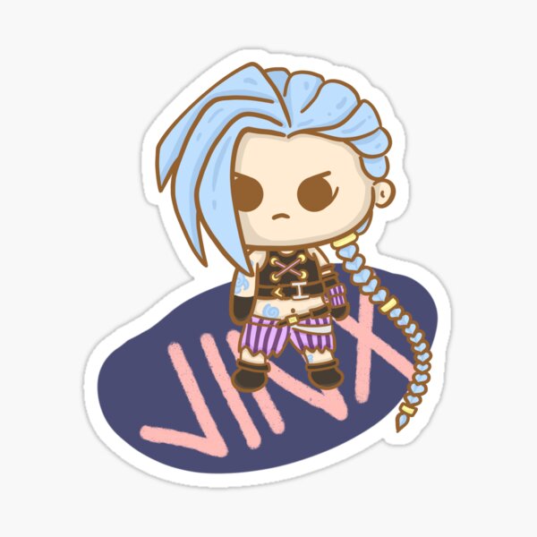 "Cute Jinx Fanart Arcane Design Sticker by artofpunii" Sticker for Sale ...