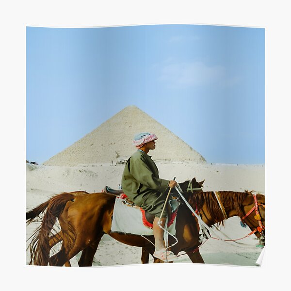 "Man in Gray Thobe Riding Brown Horse" Poster for Sale by Water97 ...