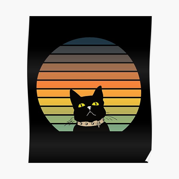 "Curious Black Cat Peers into the Sunset" Poster for Sale by brynscully ...