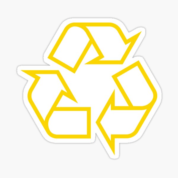"Yellow Recycle symbol" Sticker for Sale by effervescence | Redbubble