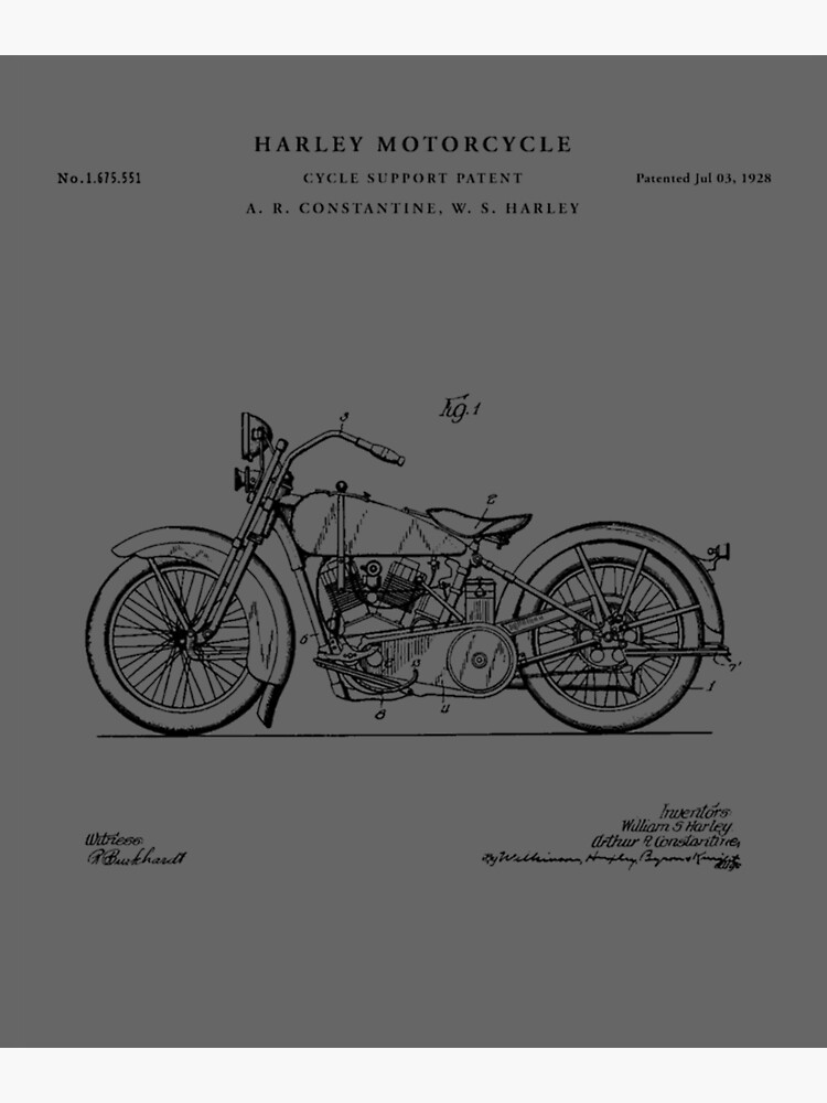 "Motorcycle Patent Drawing Blueprint Design" Poster for Sale by ...
