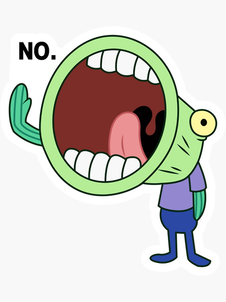 "SpongeBob Hoopla Fish Screaming NO!" Sticker for Sale by bowenfred38 ...