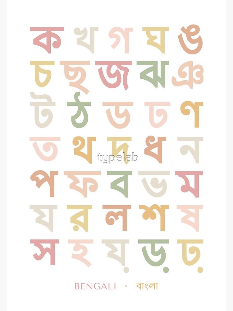 "Boho Bengali Alphabet Chart, Bangla Language Chart" Art Print for Sale ...