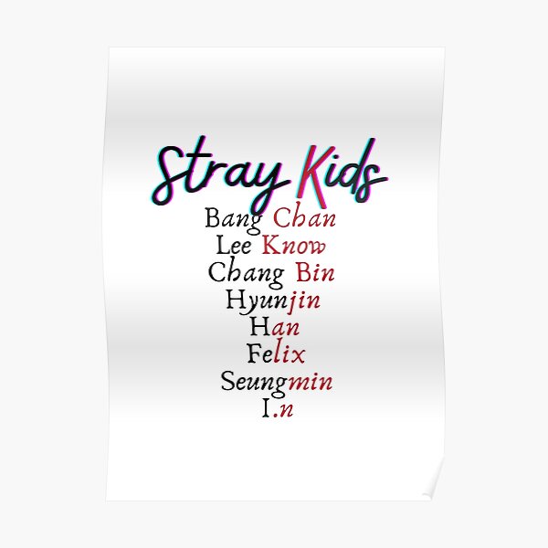 "Stray Kids OT8 Member Names" Poster for Sale by Stayarmy2803 | Redbubble