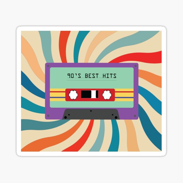 "90'S BEST HITS-VINTAGE-MUSIC CASSETTE" Sticker for Sale by Hamza360 ...