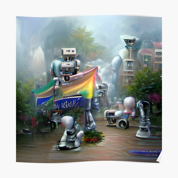 "Robots parade AI-GENERATED ART" Poster for Sale by zeroes-and-ones ...