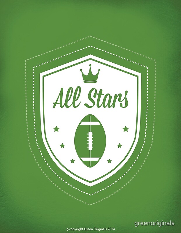 "All Stars Football Art in Green" Canvas Prints by greenoriginals ...