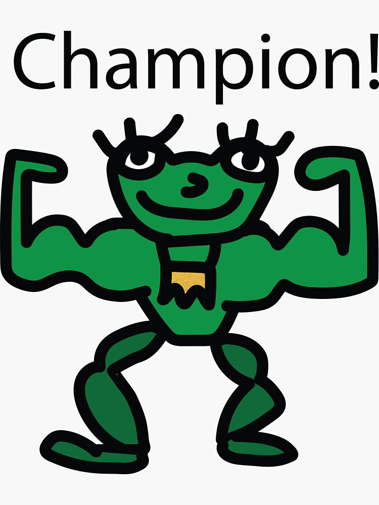 "Champion: Frog By Sam" Sticker for Sale by GamesBySam | Redbubble