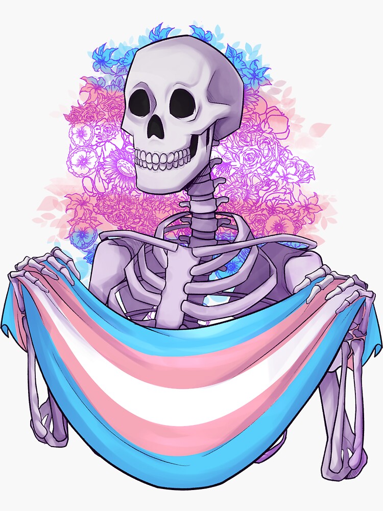 "Trans Pride Skeleton" Sticker for Sale by StarSketchMEH | Redbubble