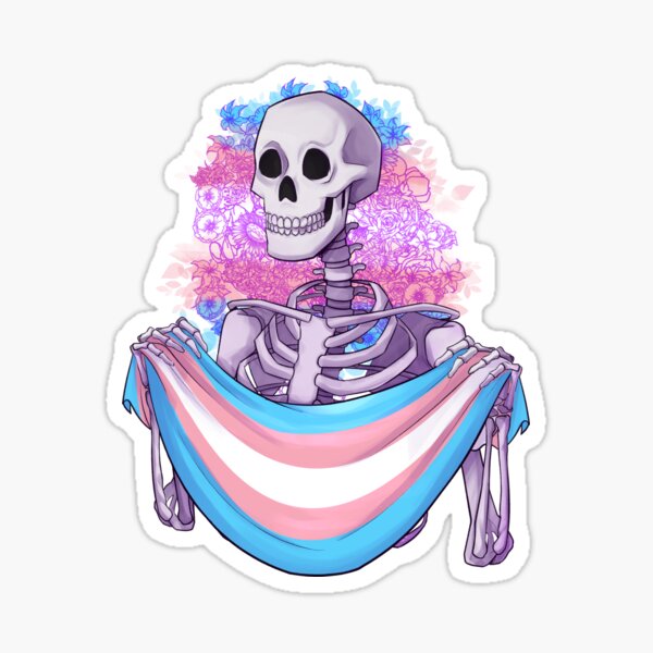 "Trans Pride Skeleton" Sticker for Sale by StarSketchMEH | Redbubble