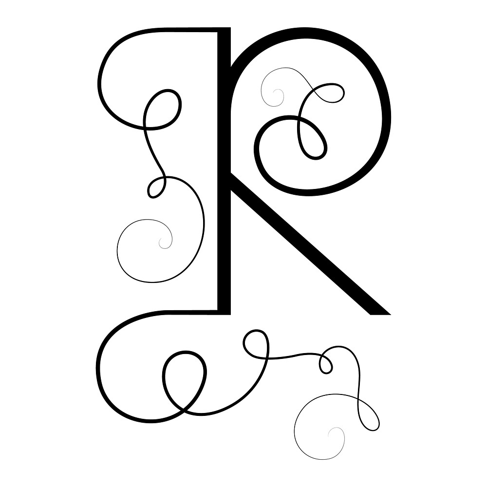 "Calligraphic letter R with flourishes of decorative whorls" by Madina ...