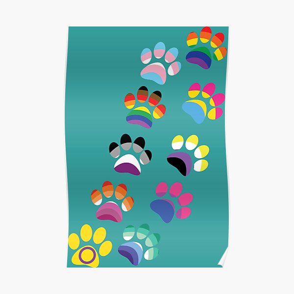 "LGBTQ Pride Flag Rainbow Animal Lover Paw Prints" Poster for Sale by ...