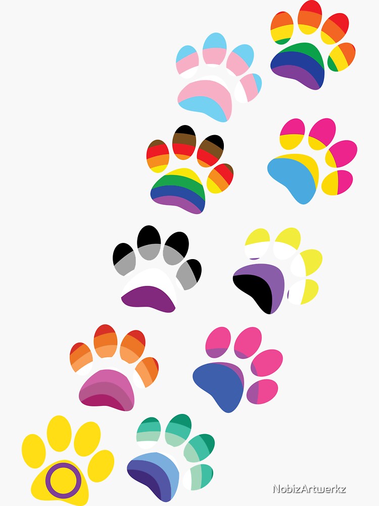 "LGBTQ Pride Flag Rainbow Animal Lover Paw Prints" Sticker for Sale by ...