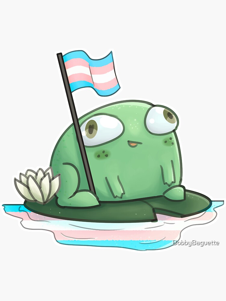 "Cute Trans Pride Frog on Lily pad" Sticker by BobbyBaguette | Redbubble