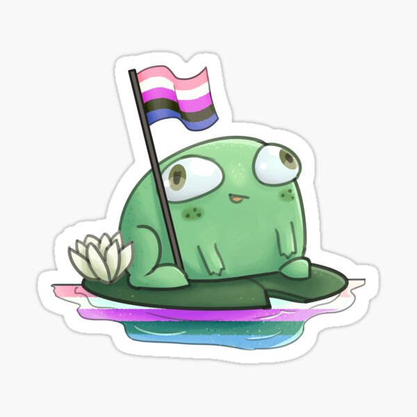 "Cute Genderfluid Pride Frog on Lily pad" Sticker for Sale by ...