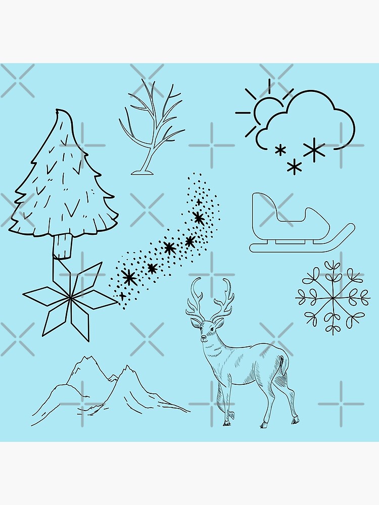 "Winter Scene Line Art" Poster for Sale by DonneeCreations | Redbubble