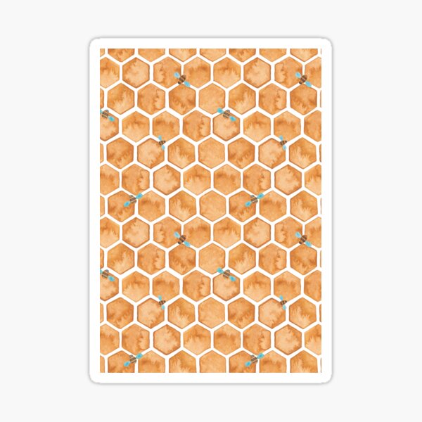 "Honey Bee Hexagons" Sticker for Sale by ElenaONeill | Redbubble