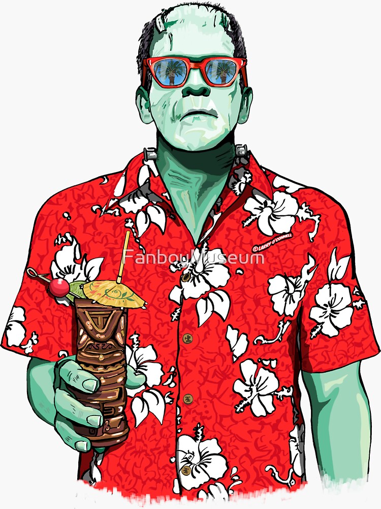 "Dr. Frankenstein's Tiki Monster" Sticker for Sale by FanboyMuseum ...