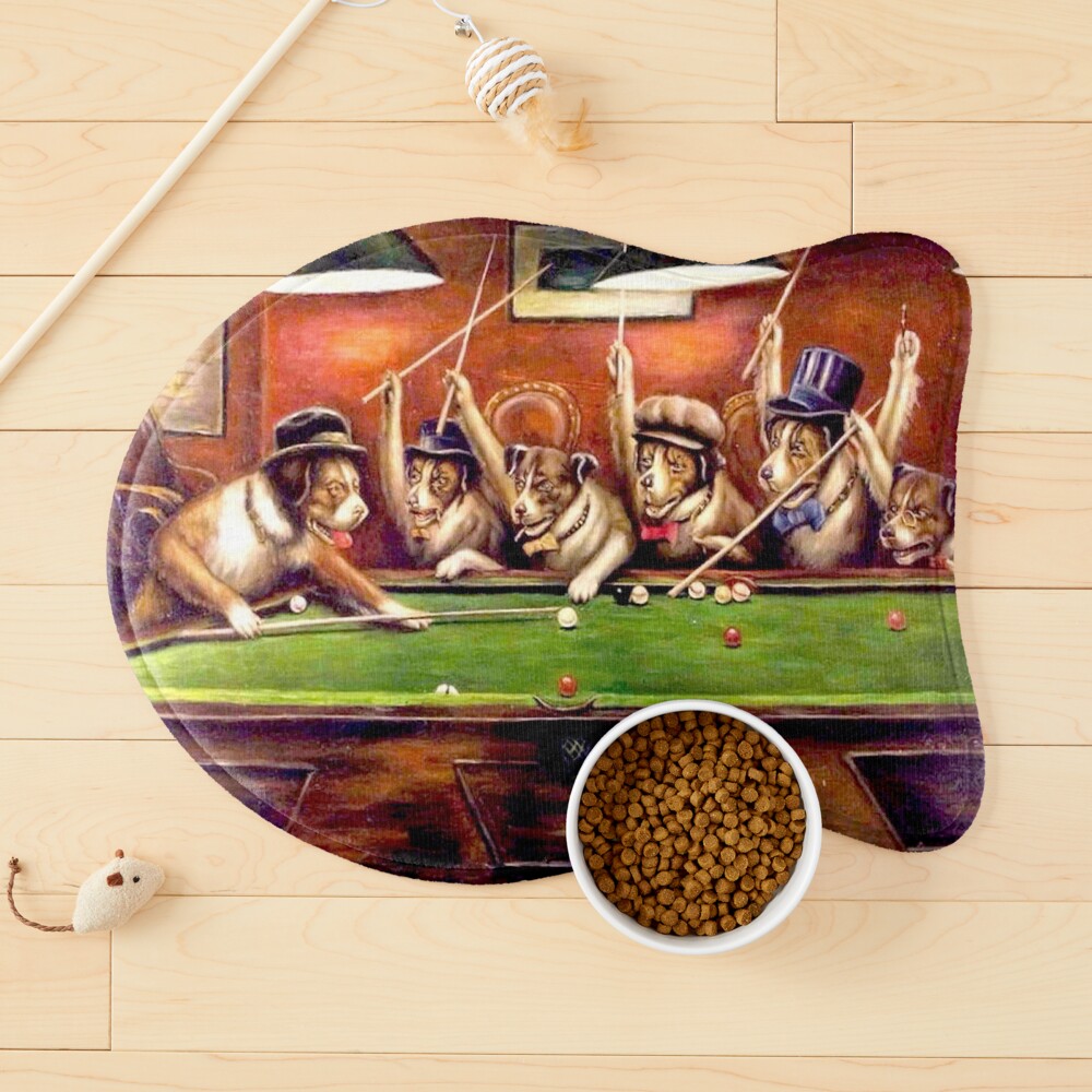 "DOGS SHOOTING POOL : Vintage Pool Room Abstract Print" Sticker for ...