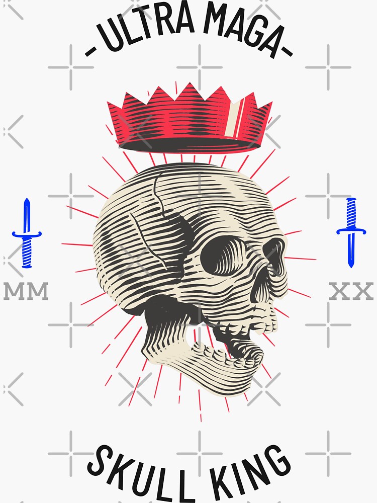 " Ultra Maga Red And White And Blue King Skull Crown " Sticker for Sale ...