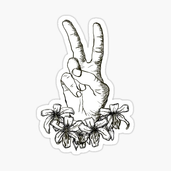 "Peace Sign Hand Floral Lilies" Sticker for Sale by AW-999 | Redbubble