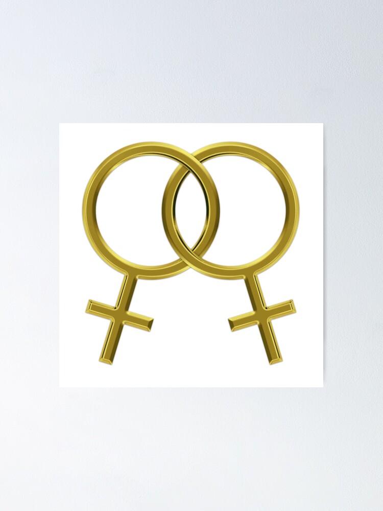 "Two Interlocking Female Symbols (golden design)" Poster for Sale by ...