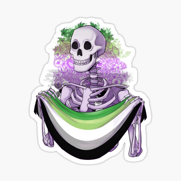 "Aromantic Pride Skeleton" Sticker for Sale by StarSketchMEH | Redbubble