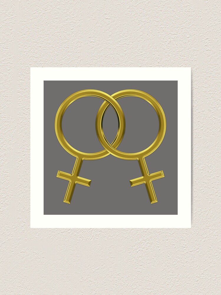 "Two Interlocking Female Symbols (golden design - grey background)" Art ...