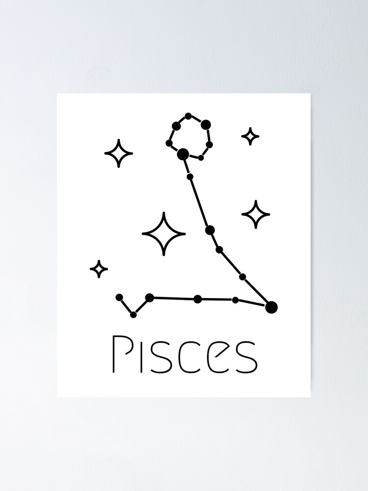 "Pisces Constellation With Name Pattern in Black" Poster for Sale by ...