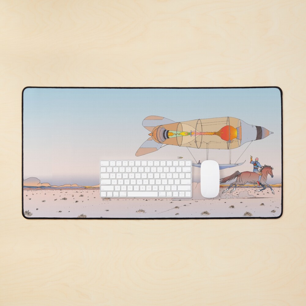 Tapis de souris « moebius, désert, cheval, zeppelin, extraterrestre ...
