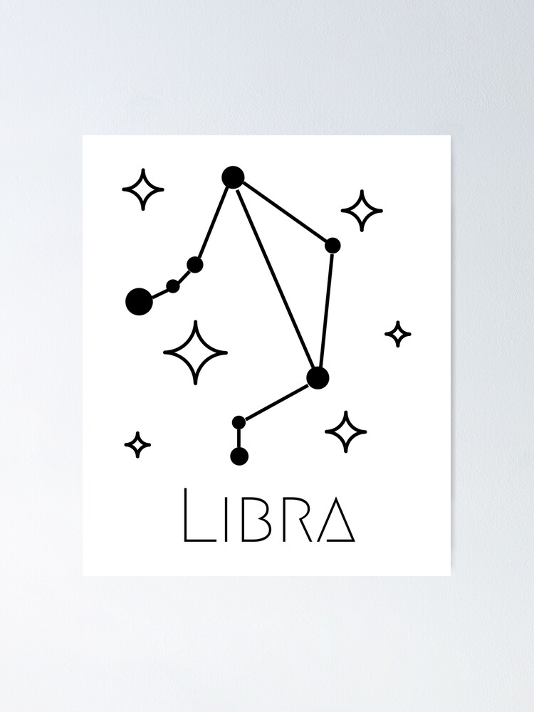 "Libra Constellation With Name Pattern in Black" Poster for Sale by ...