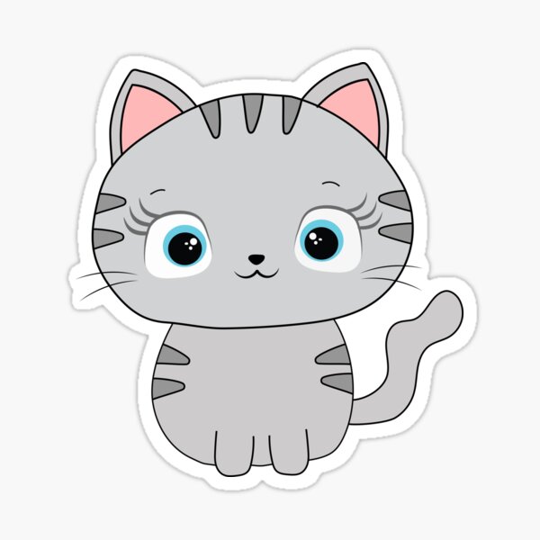 "Cute Grey Cat" Sticker for Sale by Ashlison | Redbubble