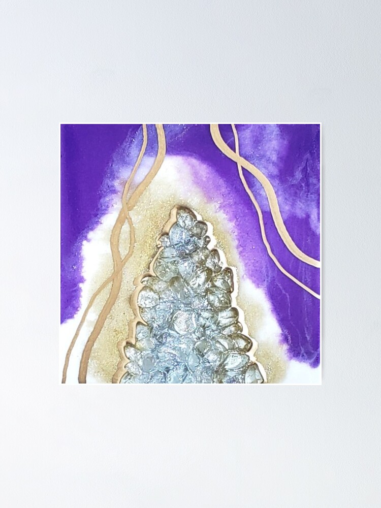"Purple White Metallic Gold Crushed Glass Resin Faux Geode" Poster for ...