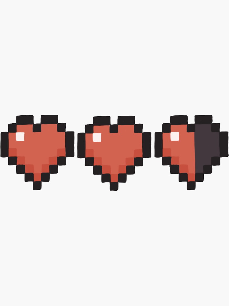 "Minecraft hearts " Sticker for Sale by Peach-cloud | Redbubble
