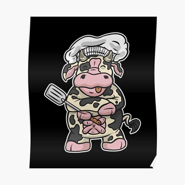 "Chef Cow cooking animal funny farm animal" Poster for Sale by TuADame ...