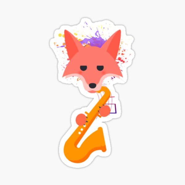 "Cute Fox Plays Saxophone Jazz Musician Animal" Sticker for Sale by ...
