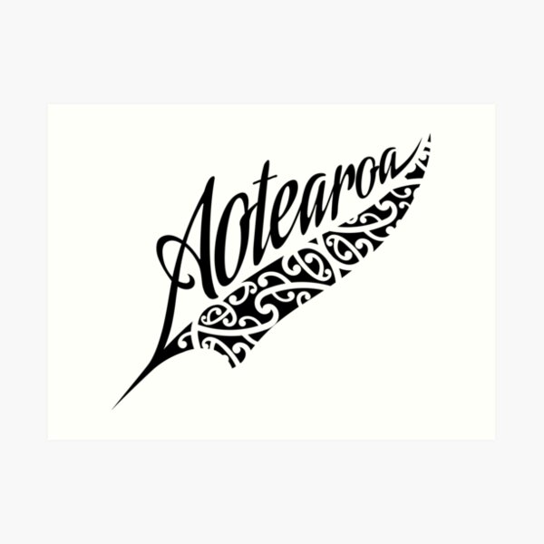 "New Zealand Aotearoa Kiwi Fern all blacks tattoo" Art Print for Sale ...