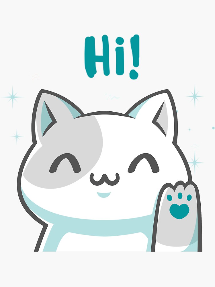 "Cute Cat Say Hi!" Sticker for Sale by blackart0101 | Redbubble