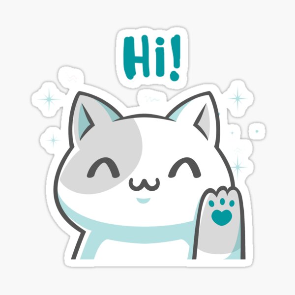 "Cute Cat Say Hi!" Sticker for Sale by blackart0101 | Redbubble