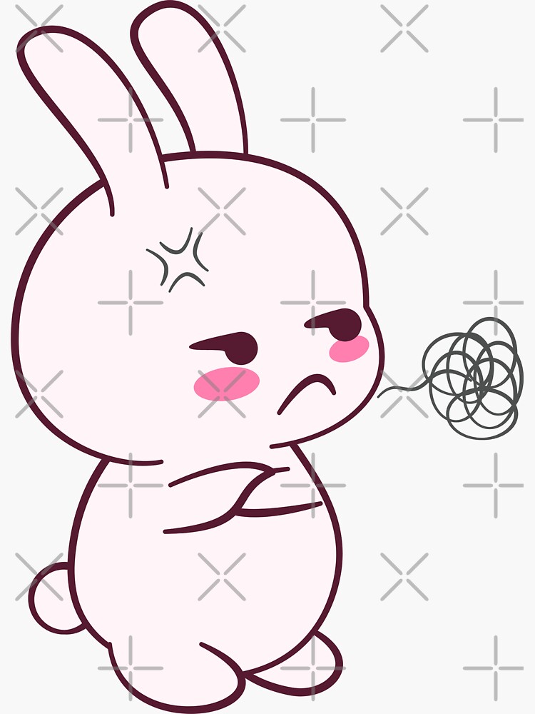 "Cute angry bunny" Sticker for Sale by Caringinger24 | Redbubble