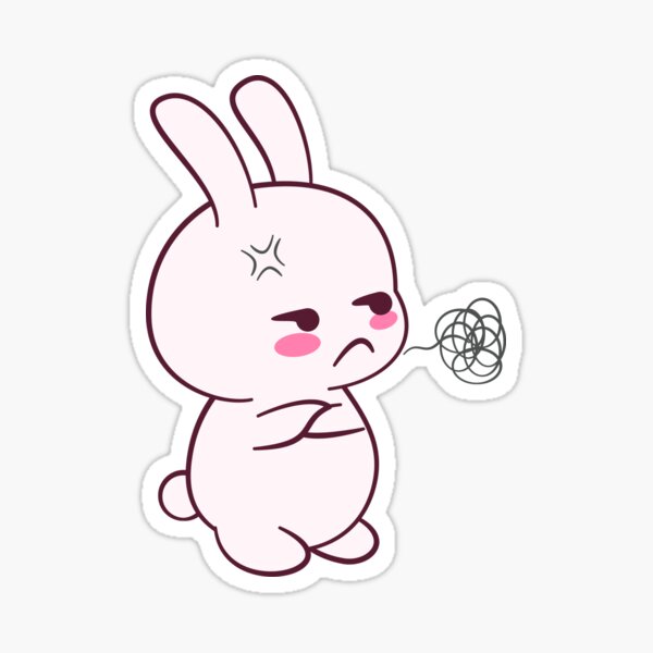 "Cute angry bunny" Sticker for Sale by Caringinger24 | Redbubble