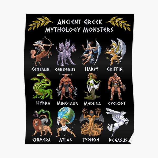 "Ancient Greek Mythology Monsters" Poster for Sale by underheaven ...