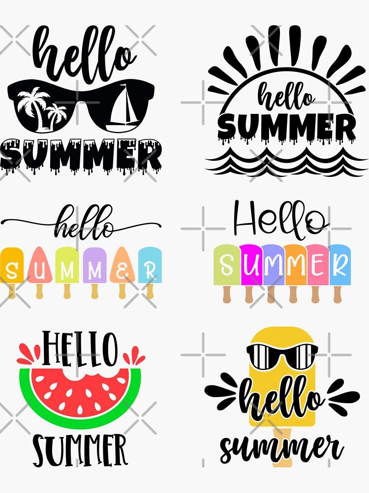 "Hello Summer Sticker Pack Of 6" Sticker for Sale by wtfman | Redbubble
